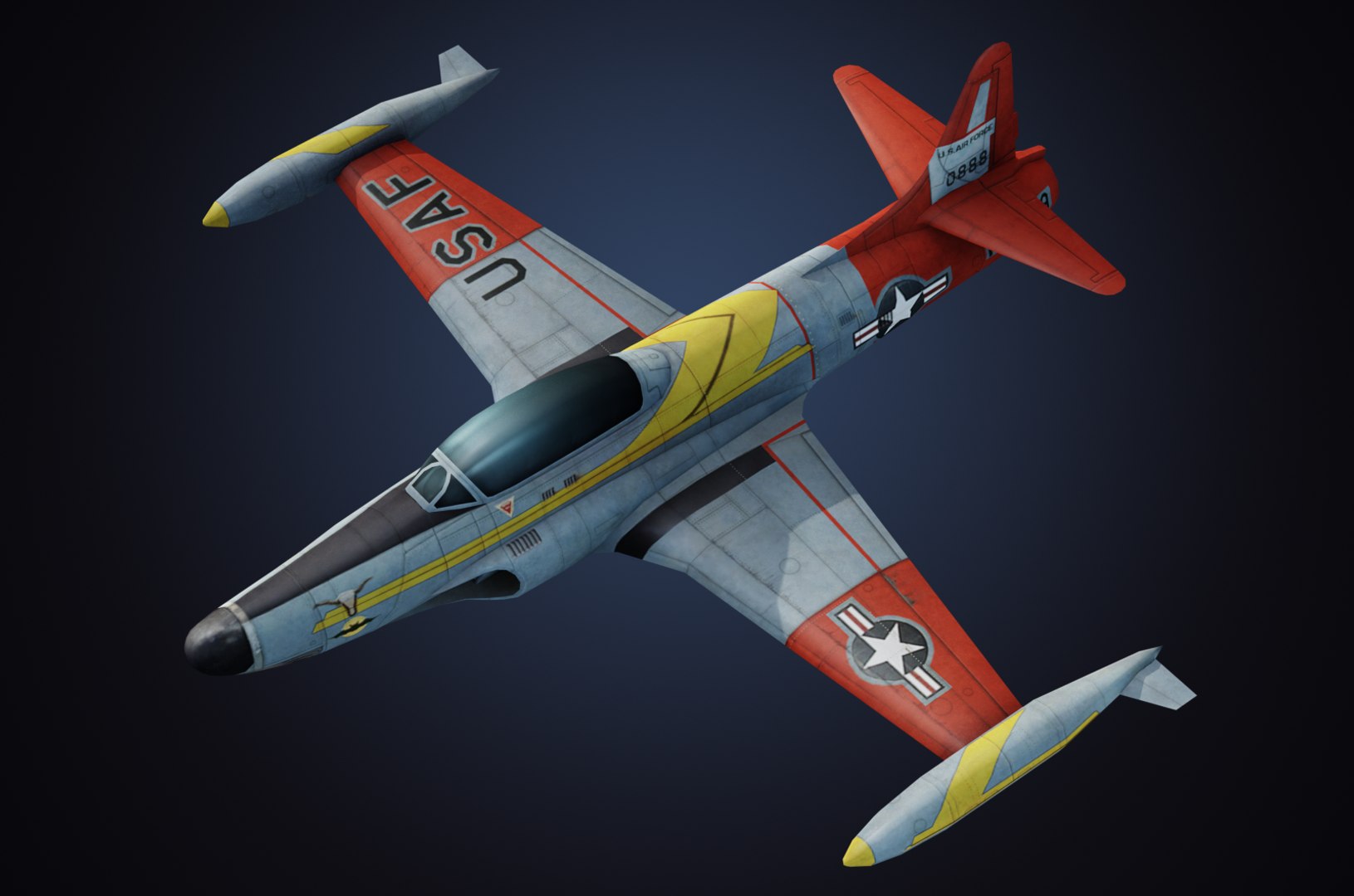 3D Model F-94 Starfire Jet Fighter Hand Painted Game Model - TurboSquid ...
