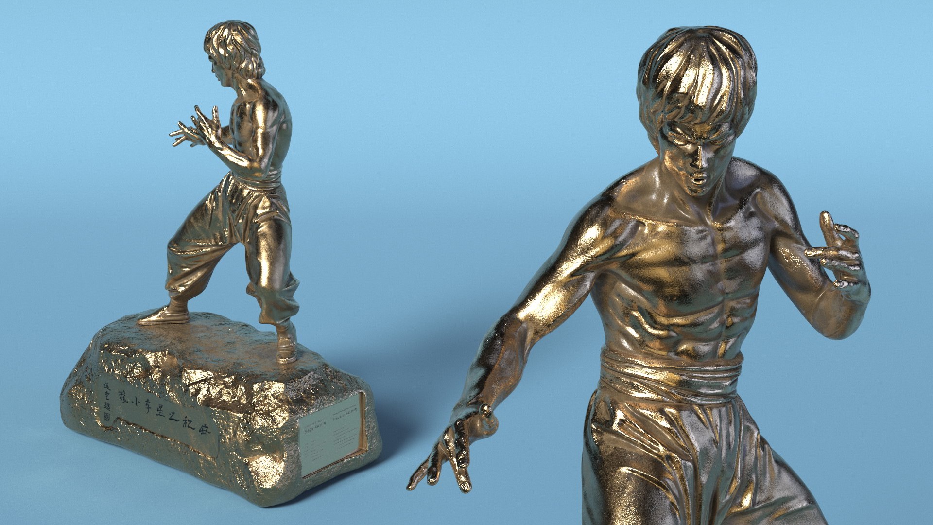 3D Miniature Bronze Statue Of Bruce Lee Model - TurboSquid 2396059