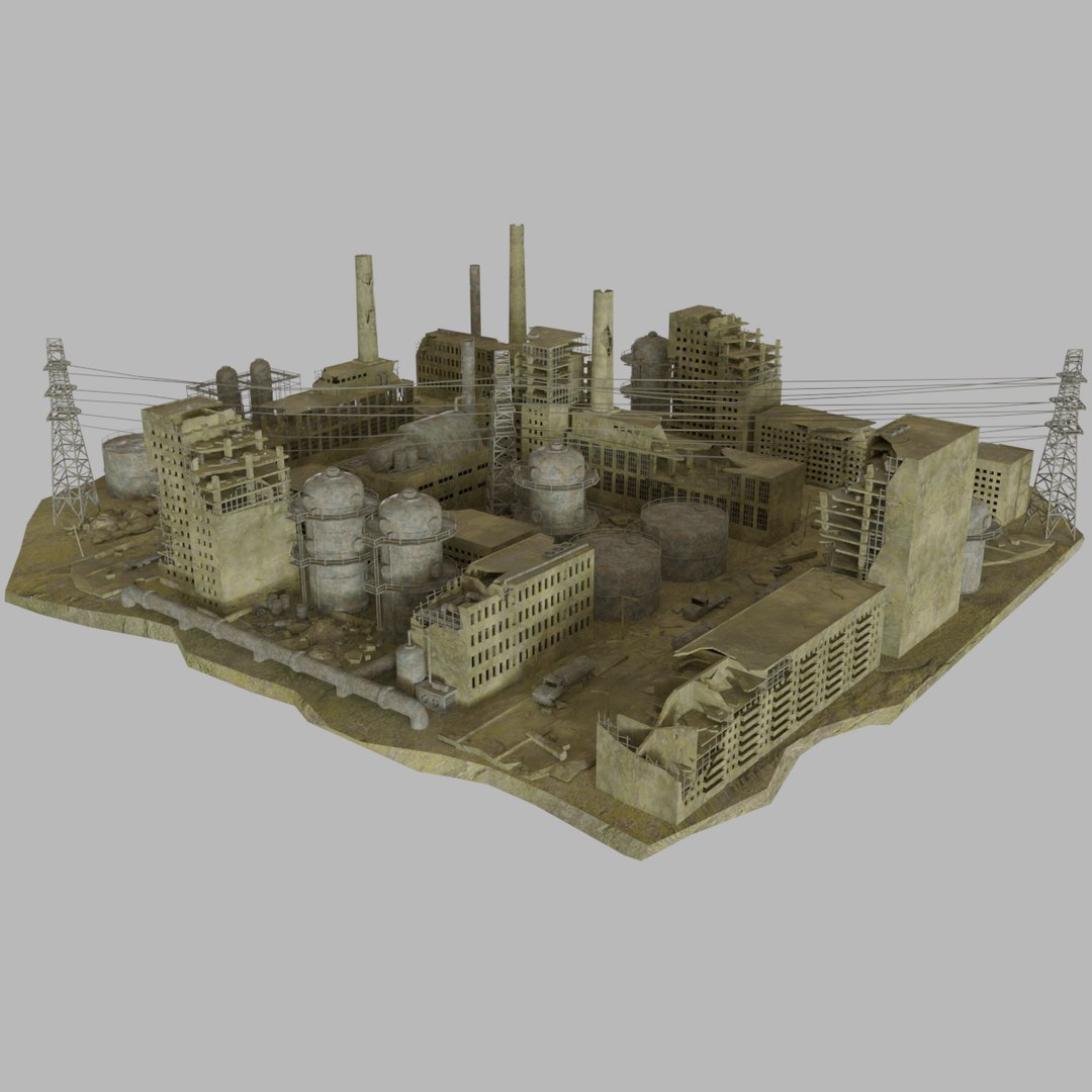 3D Ruined Suburb Factory - TurboSquid 1686039