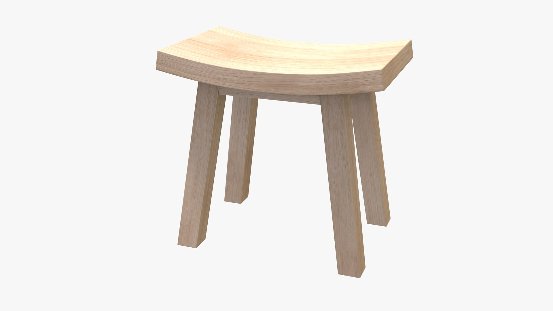 Curved Wooden Stool 3D model - TurboSquid 2137130