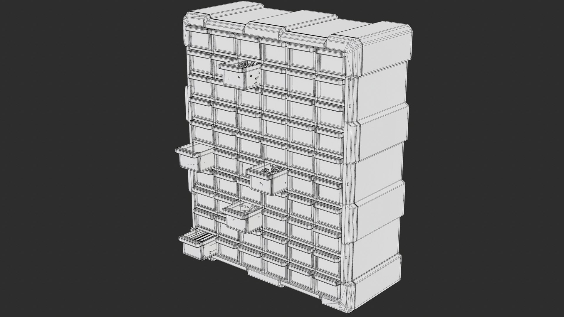 3D Model Plastic Industrial Storage Bin With Items PBR - TurboSquid 1846885