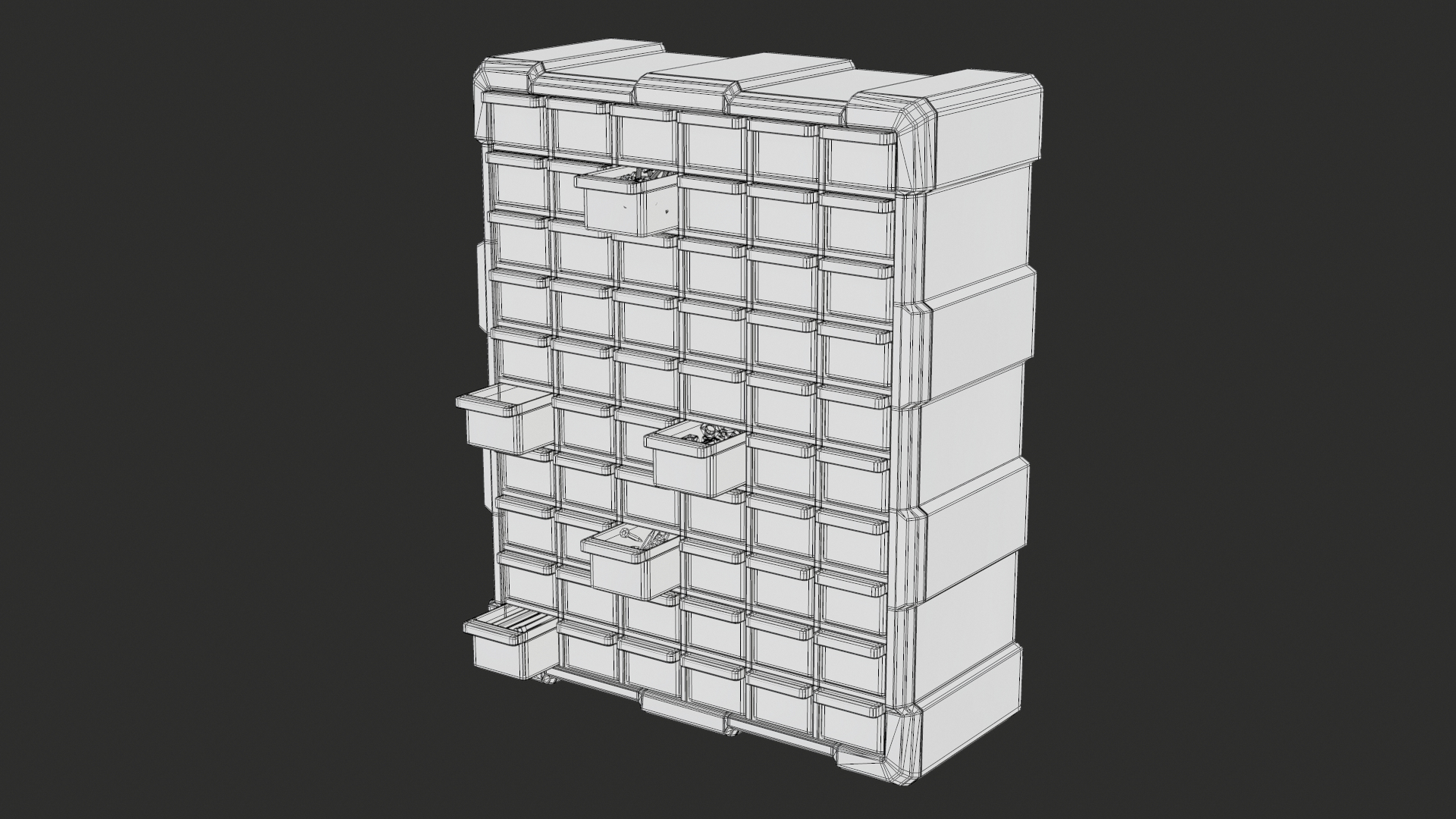 3D Model Plastic Industrial Storage Bin With Items PBR - TurboSquid 1846885