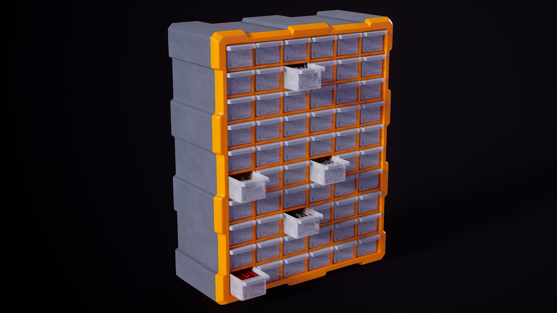 3D Model Plastic Industrial Storage Bin With Items PBR - TurboSquid 1846885