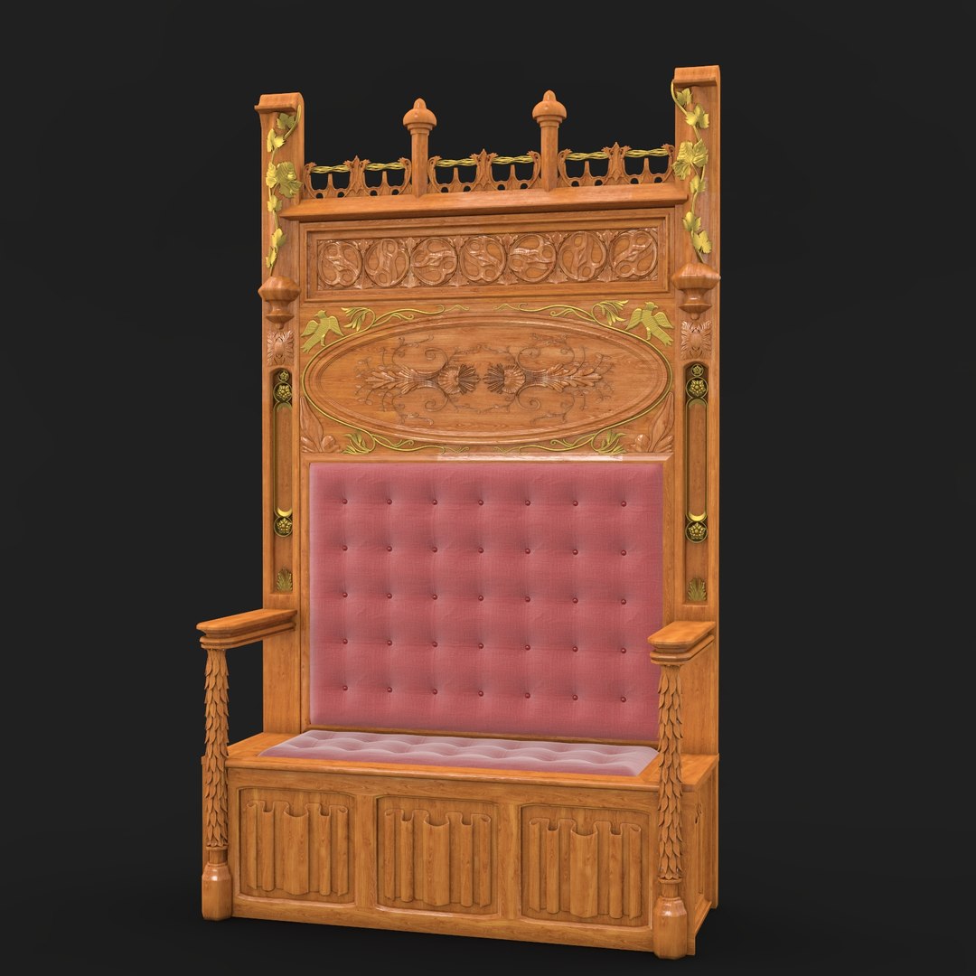 3d classical gothic bench model