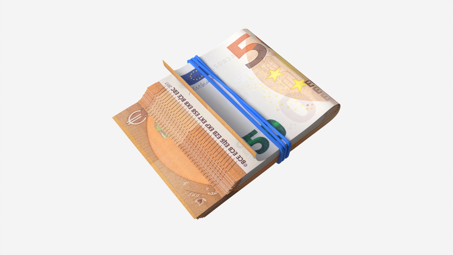 Euro Banknote Stack Tied With Rubber 3D - TurboSquid 2107416