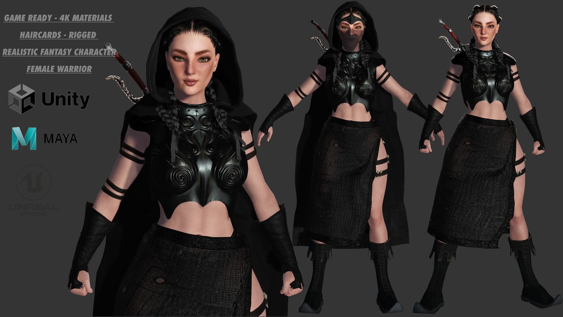 3D Model AAA 3D FANTASY CHARACTER - WARRIOR In HOODIE REALISTIC ...
