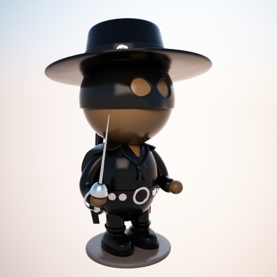 Cartoon Zorro Character 3d Model