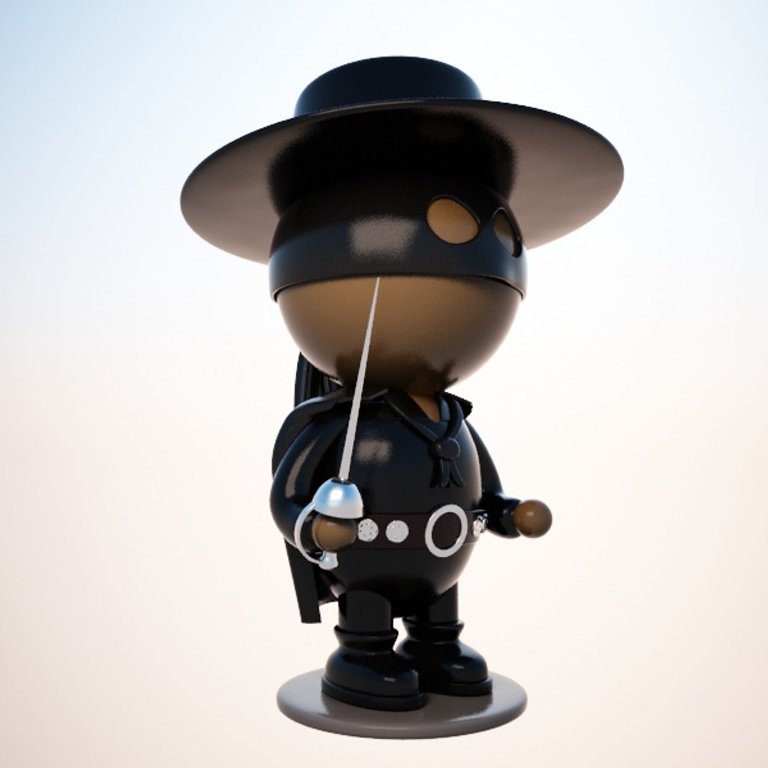 Cartoon Zorro Character 3d Model