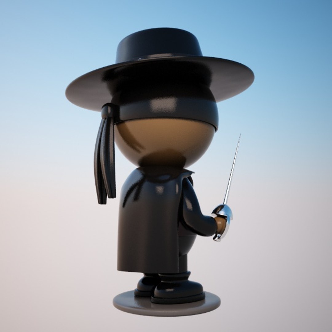 Cartoon Zorro Character 3d Model