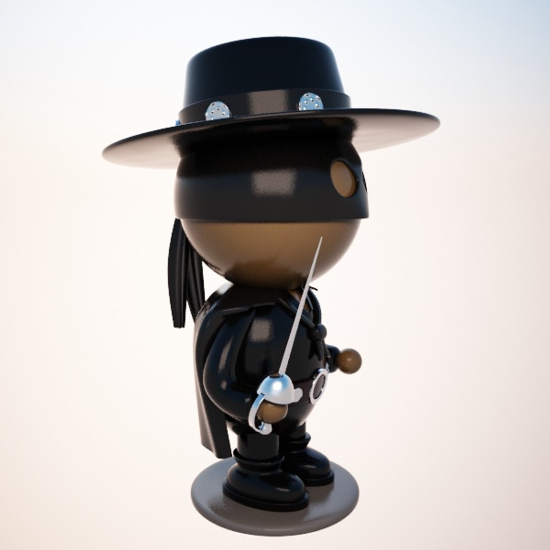 Cartoon Zorro Character 3d Model