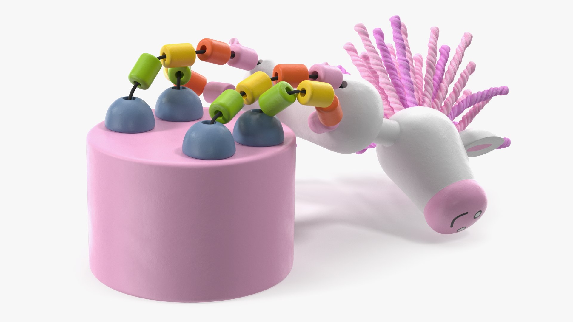 3D Wooden Push Puppet Pink Unicorn Lying - TurboSquid 2015859