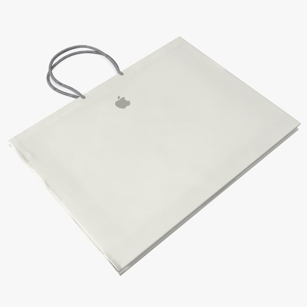 3D модель Бумажный пакет Apple Store Retail, большой, сложенный ...