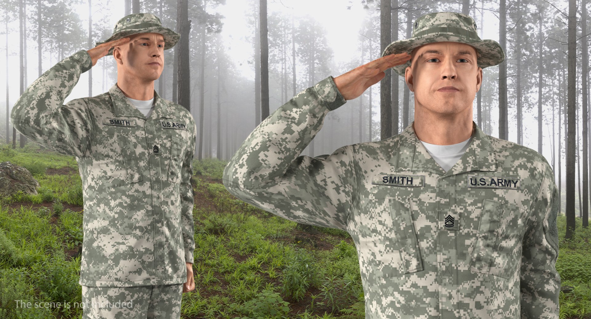 3D Acu Soldier Saluting Pose - TurboSquid 1413055