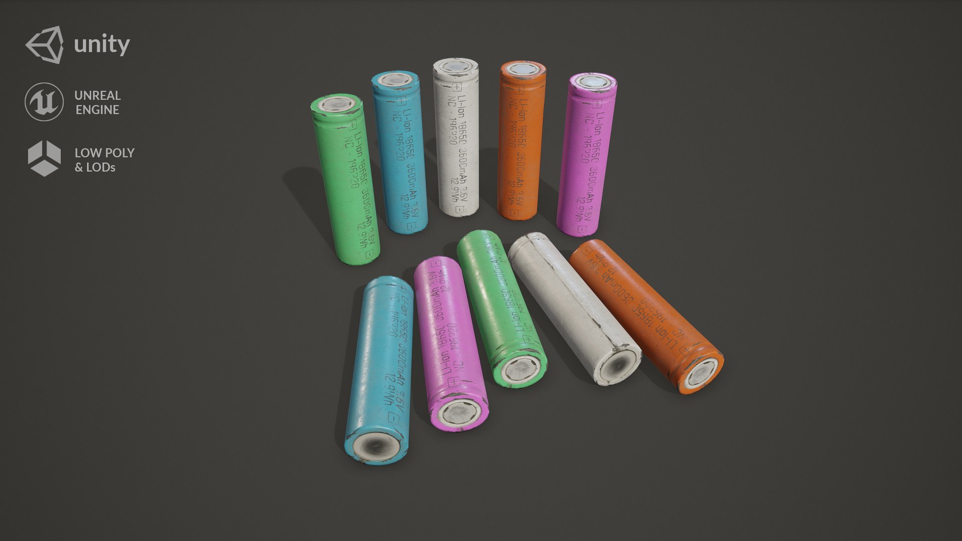 Battery 18650 - PBR Game Ready Low-poly 3D Model - TurboSquid 2045150