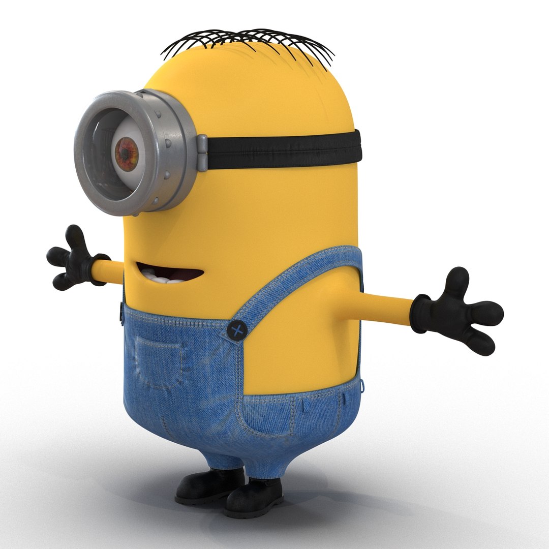 3d Short Eyed Minion Rigged Model