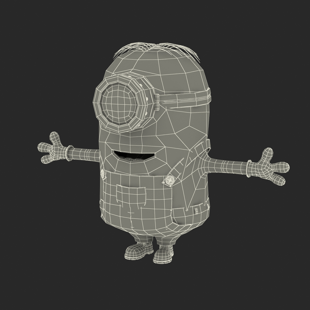 3d Short Eyed Minion Rigged Model