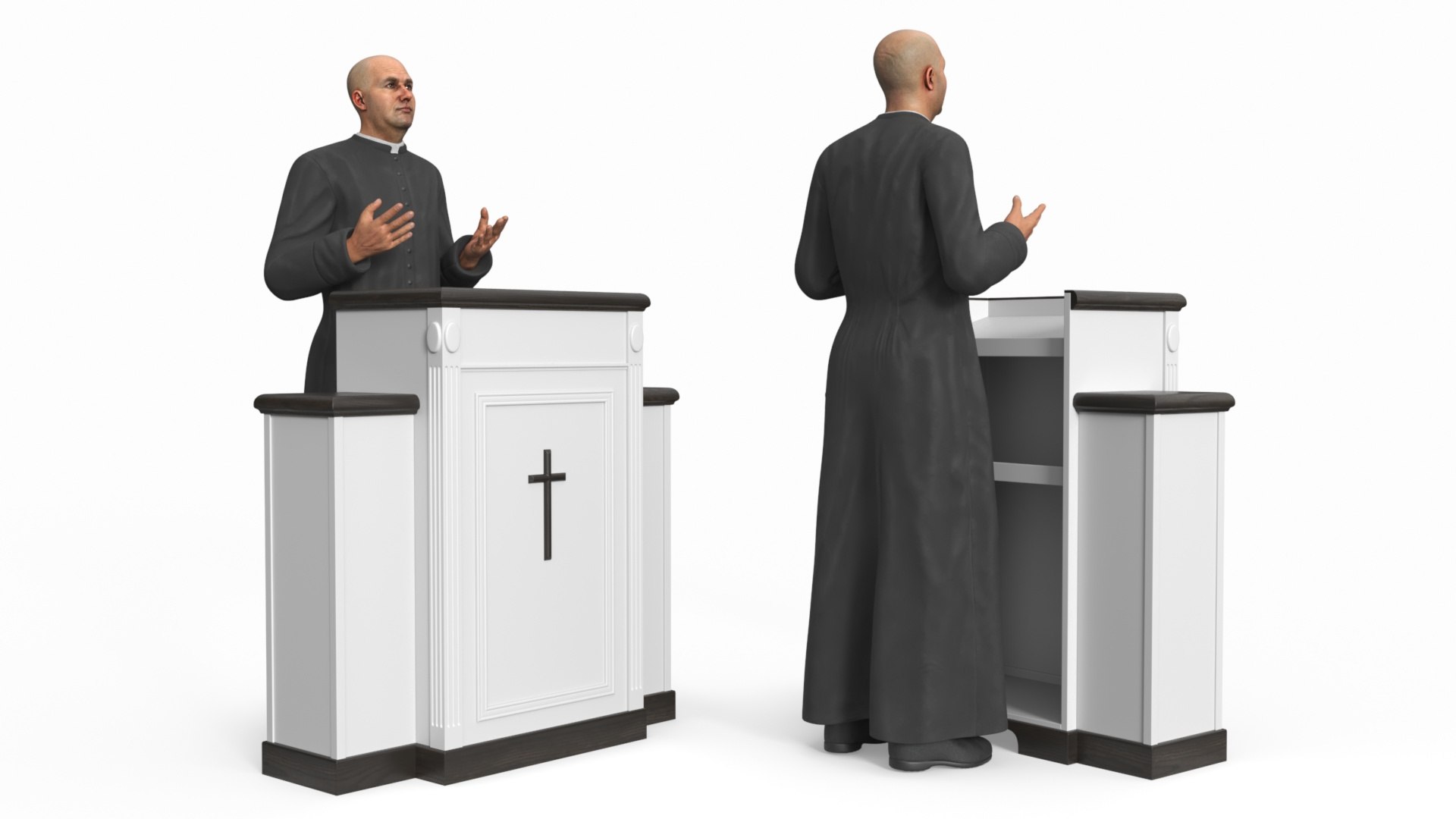 Priest Preaching In The Pulpit 3D Model - TurboSquid 2320945