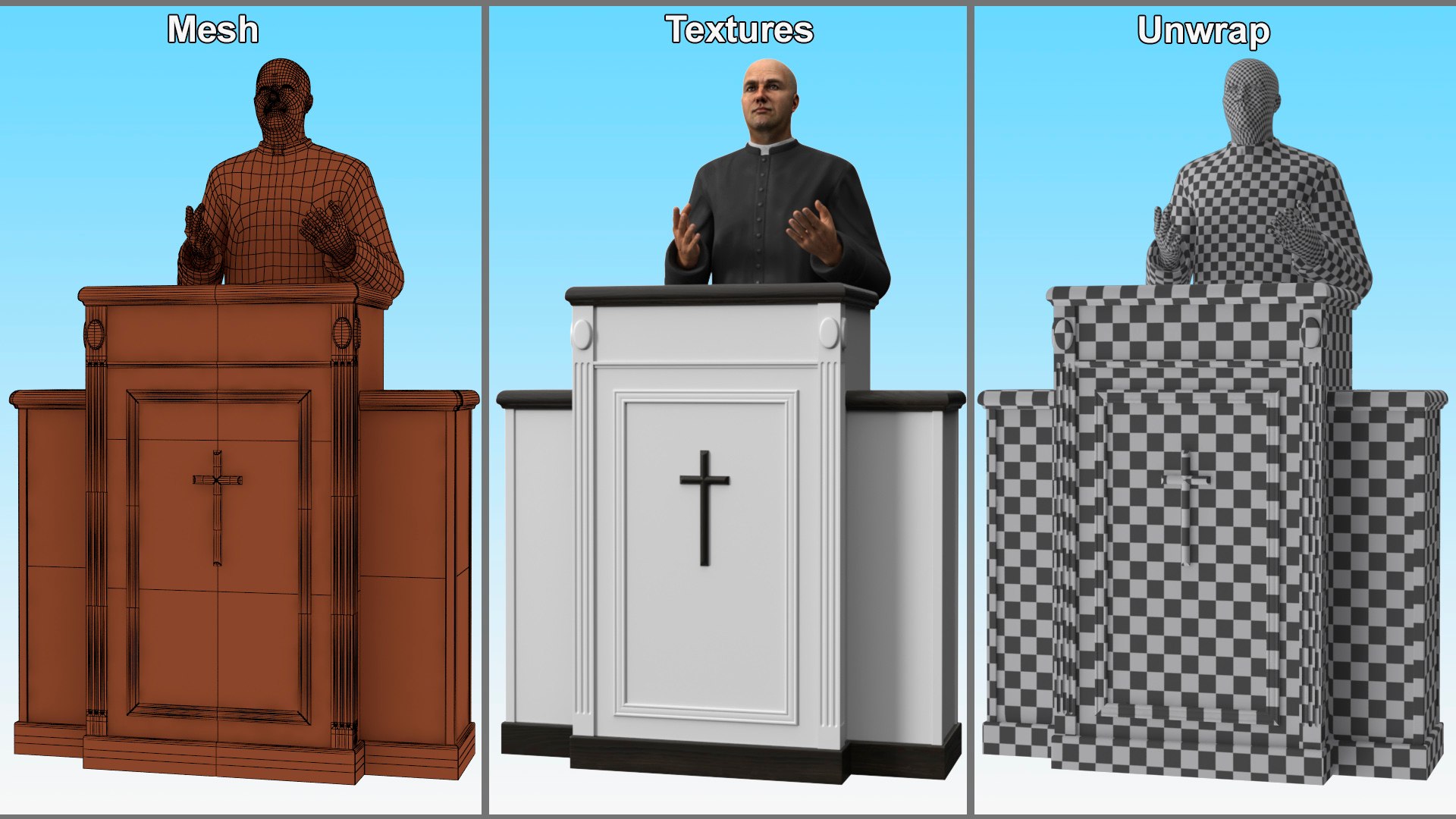 Priest Preaching In The Pulpit 3D Model - TurboSquid 2320945