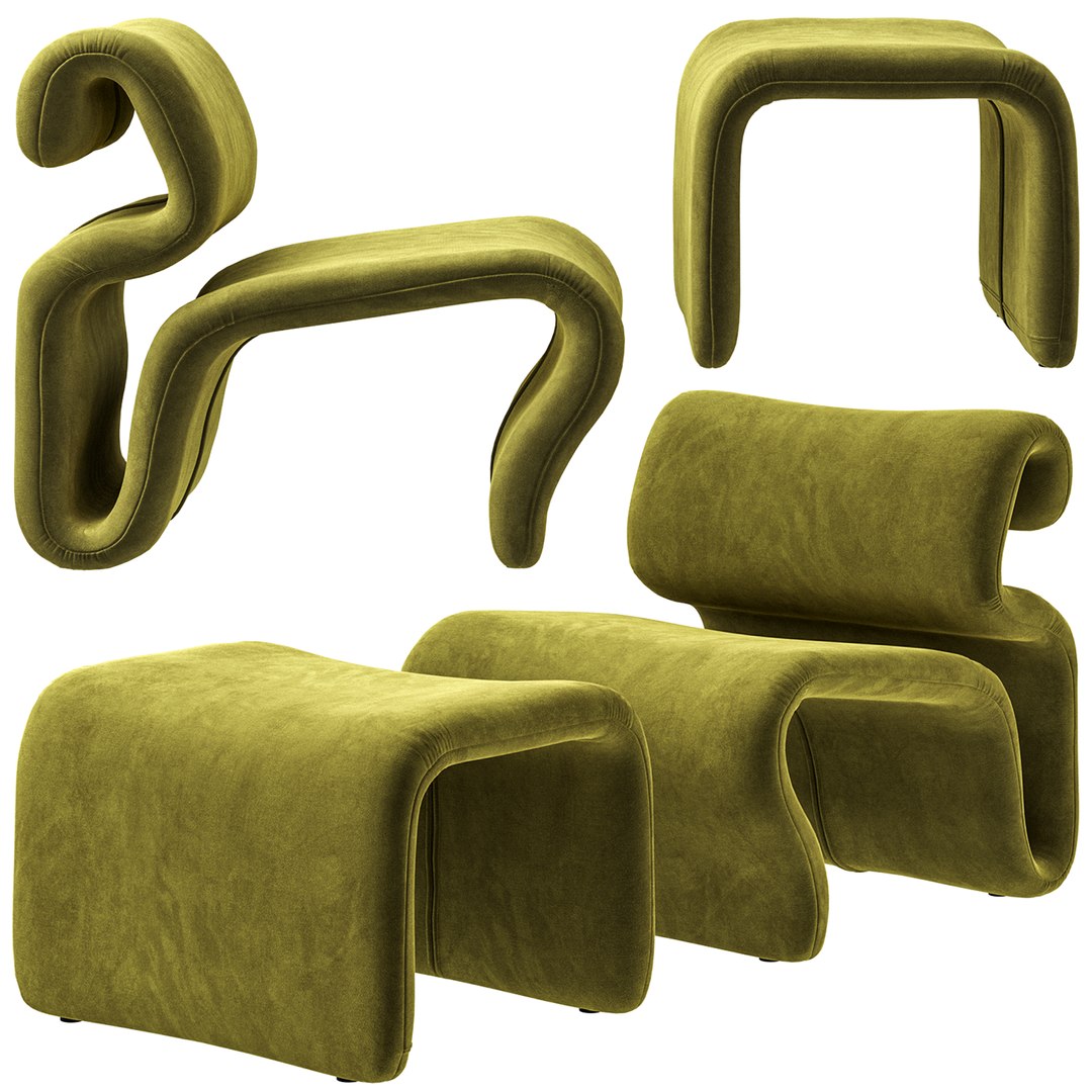 3D Artilleriet - Etcetera Fabric Easy Chair And Footstool - TurboSquid ...
