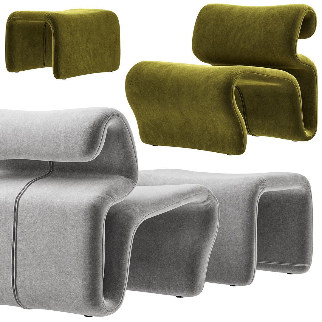 3D Artilleriet - Etcetera Fabric Easy Chair And Footstool - TurboSquid ...
