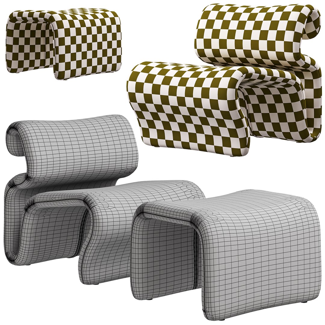 3D Artilleriet - Etcetera Fabric Easy Chair And Footstool - TurboSquid ...