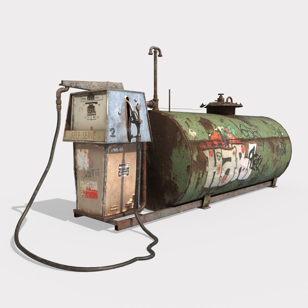 Old Gas Pump and Gas Tank 3D - TurboSquid 2010980