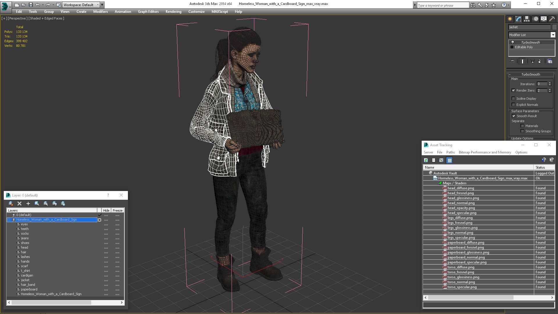 3D Homeless Woman With A Cardboard Sign Model - TurboSquid 2258148