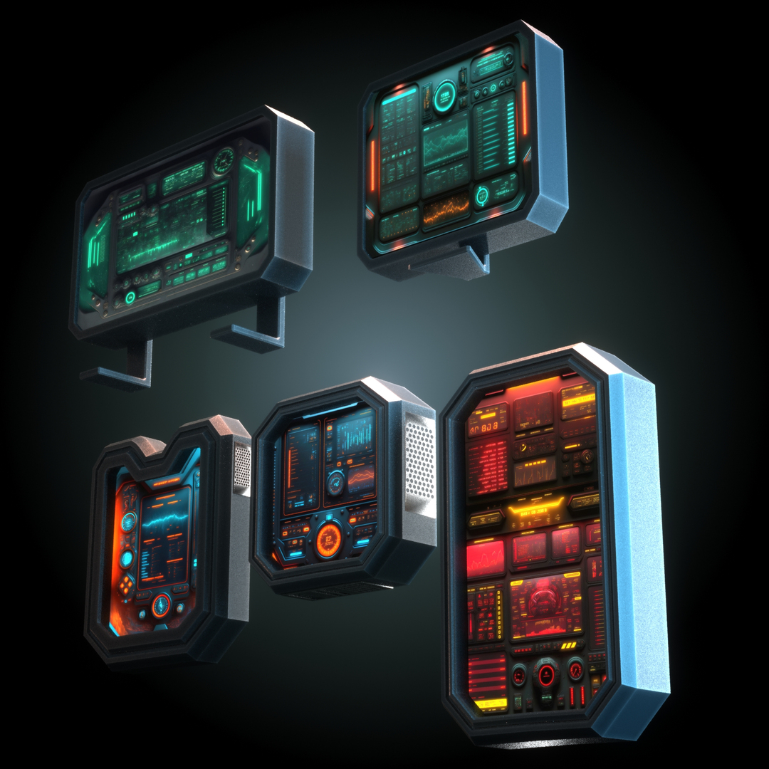 Sci Fi cyberpunk Monitors 3D model - TurboSquid 1998932