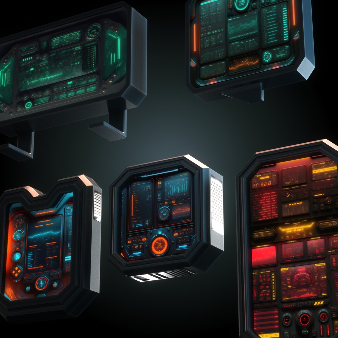 Sci Fi Cyberpunk Monitors 3D Model - TurboSquid 1998932