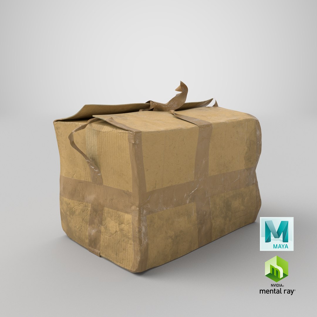 3D old damaged dirty cardboard box - TurboSquid 1412091