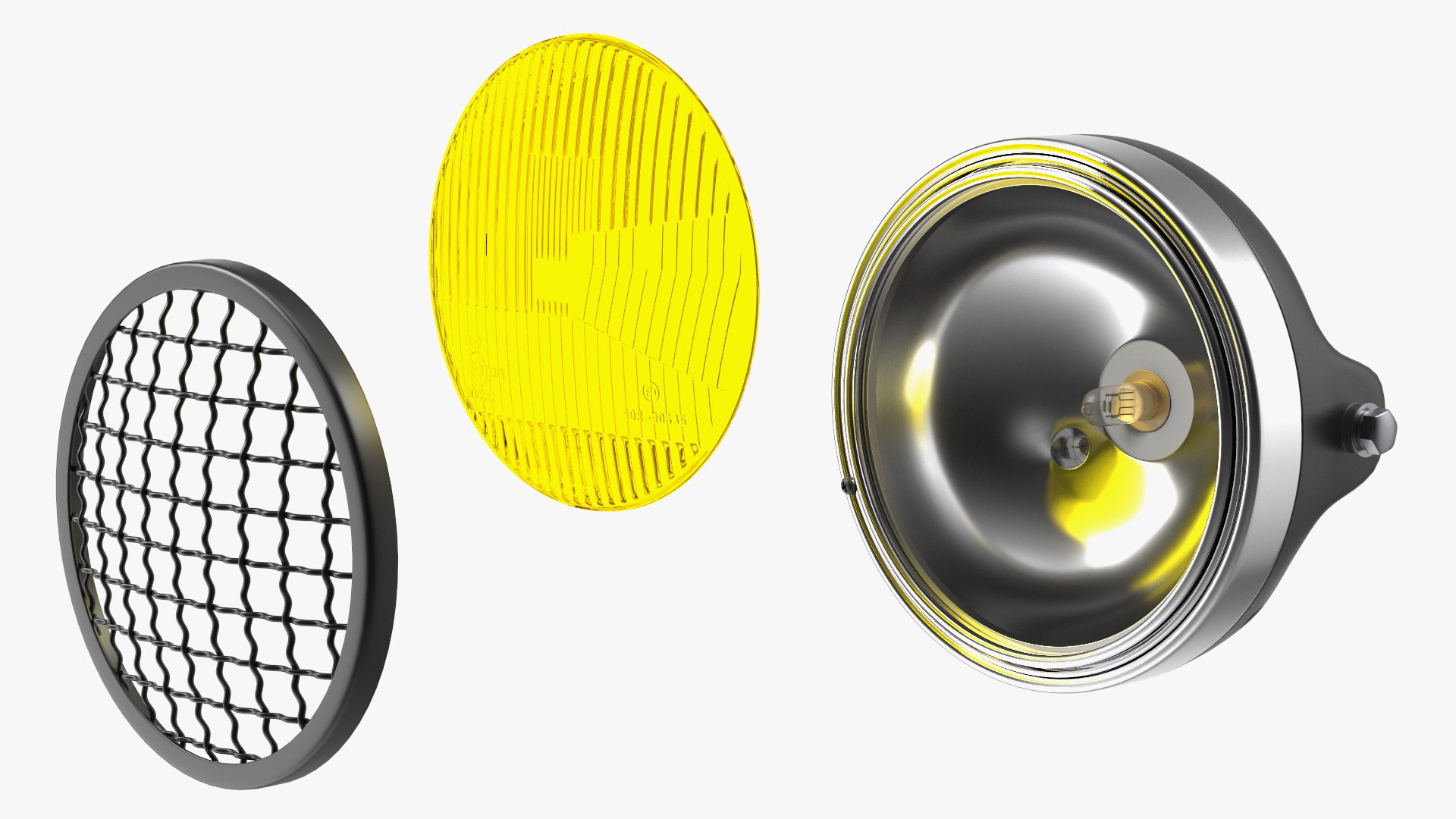 Motorcycle Headlight Yellow With Mesh Grill 3D - TurboSquid 2270243