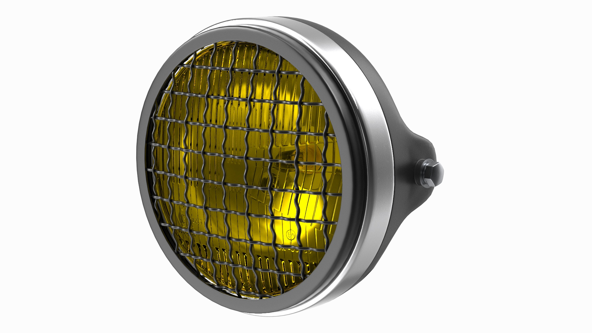 Motorcycle Headlight Yellow With Mesh Grill 3D - TurboSquid 2270243