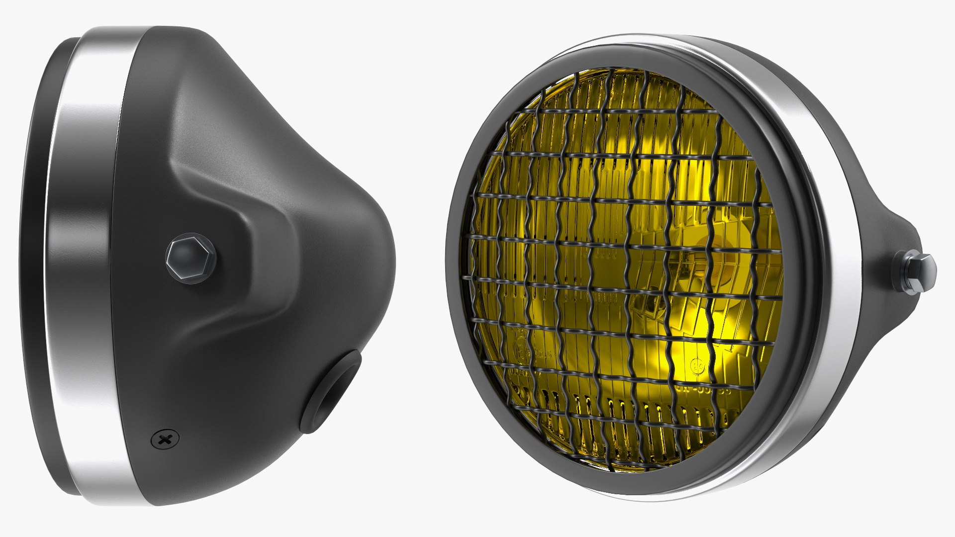 Motorcycle Headlight Yellow With Mesh Grill 3D - TurboSquid 2270243