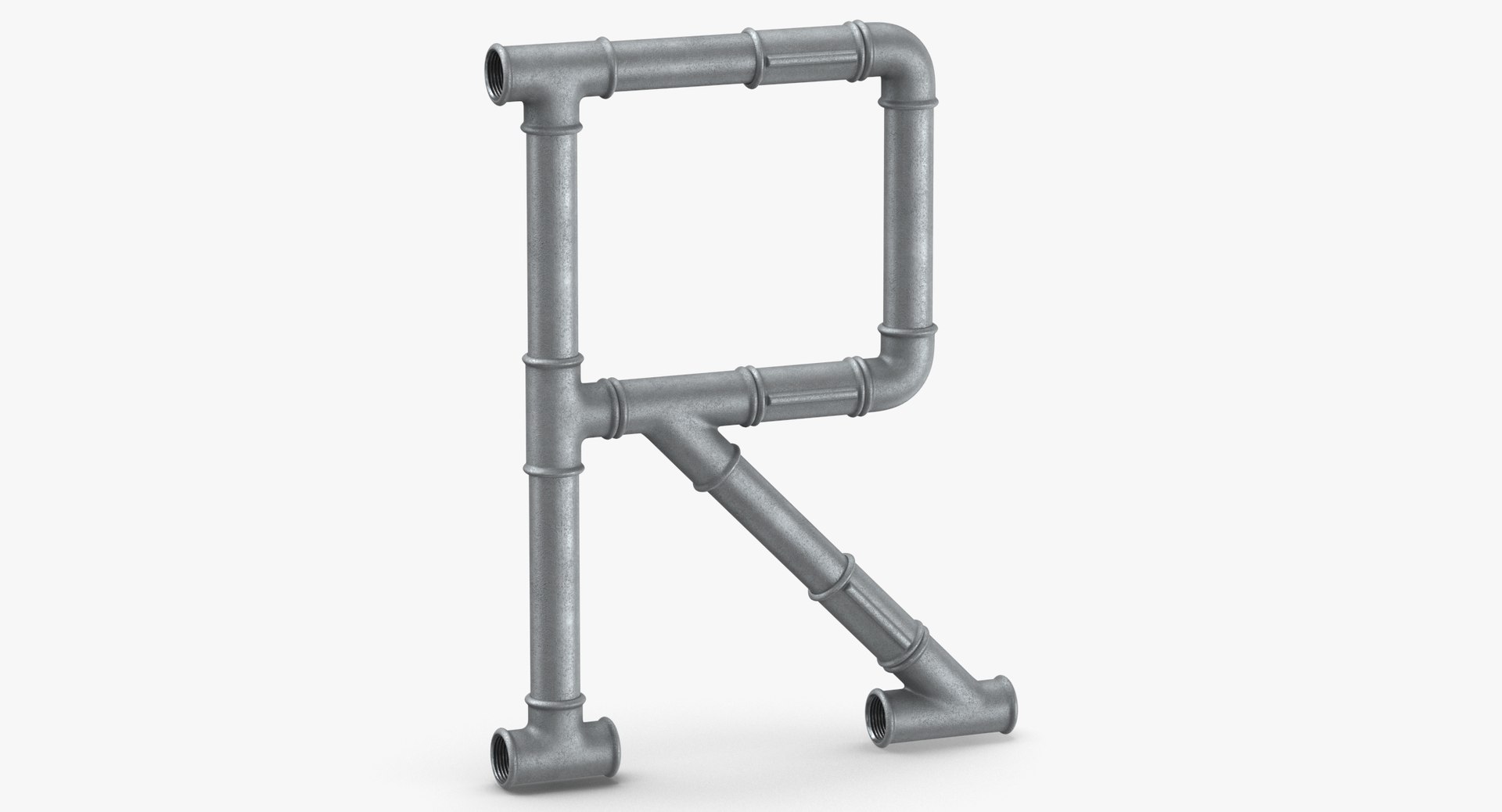 3D galvanized steel pipe letter - TurboSquid 1436781