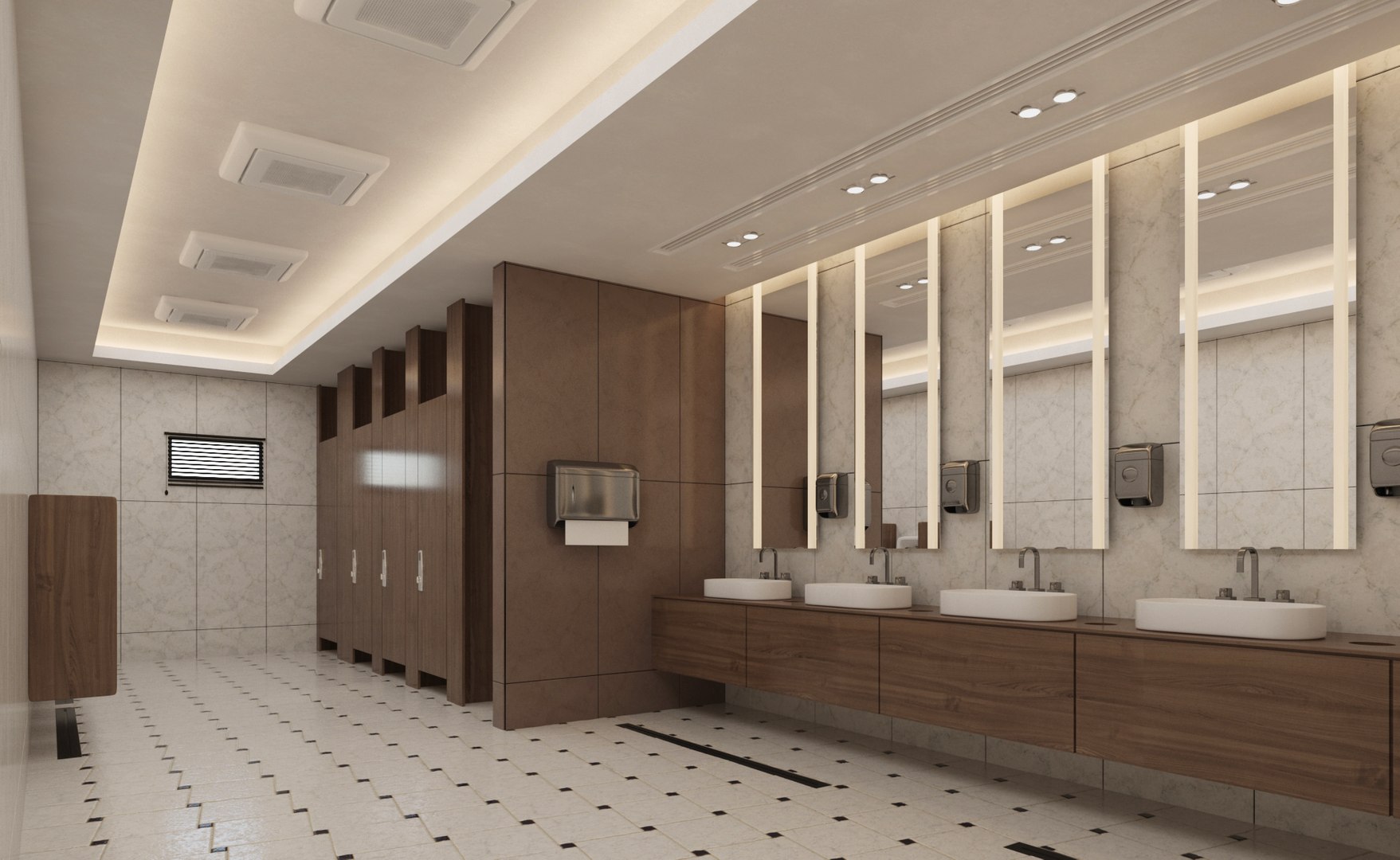 Public Restroom Interior 3D Model - TurboSquid 2166618