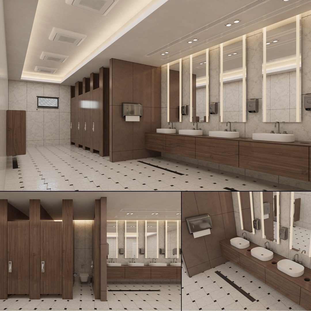 Public Restroom Interior 3D Model - TurboSquid 2166618