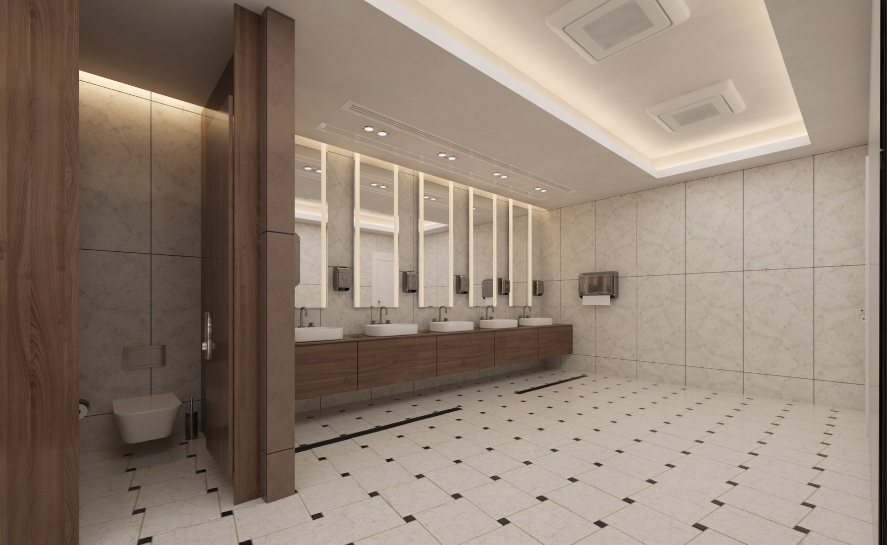 Public Restroom Interior 3D Model - TurboSquid 2166618