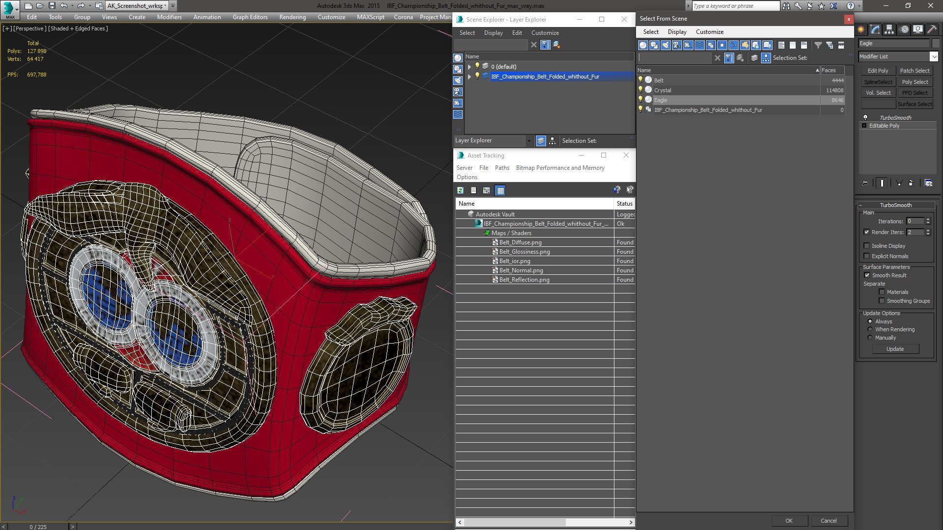 IBF Championship Belt Folded 3D Model - TurboSquid 2121531