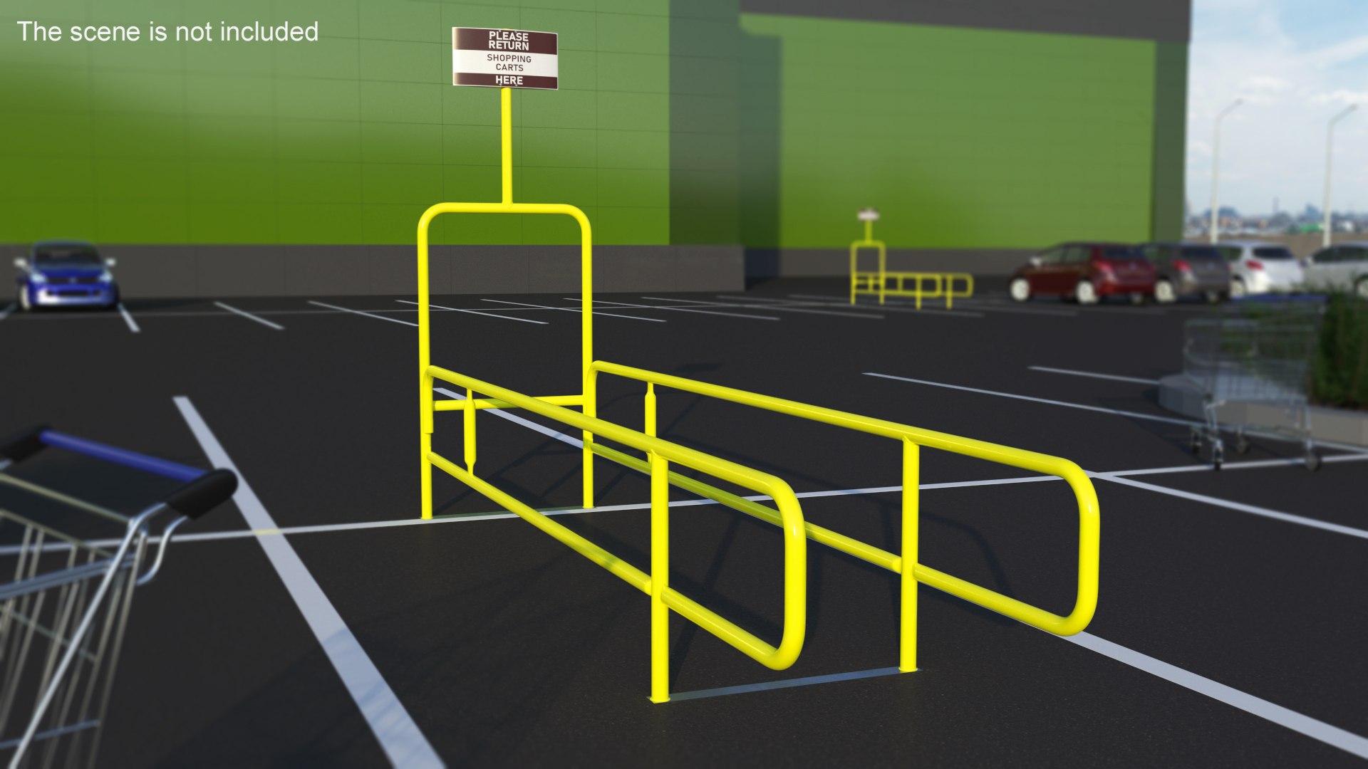 Grocery Cart Corral Single Yellow 3D Model - TurboSquid 2028871