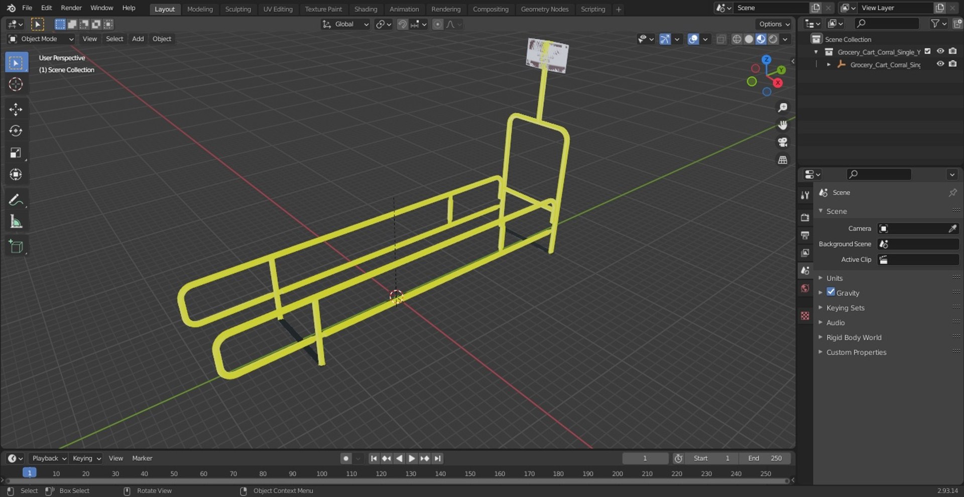 Grocery Cart Corral Single Yellow 3D Model - TurboSquid 2028871