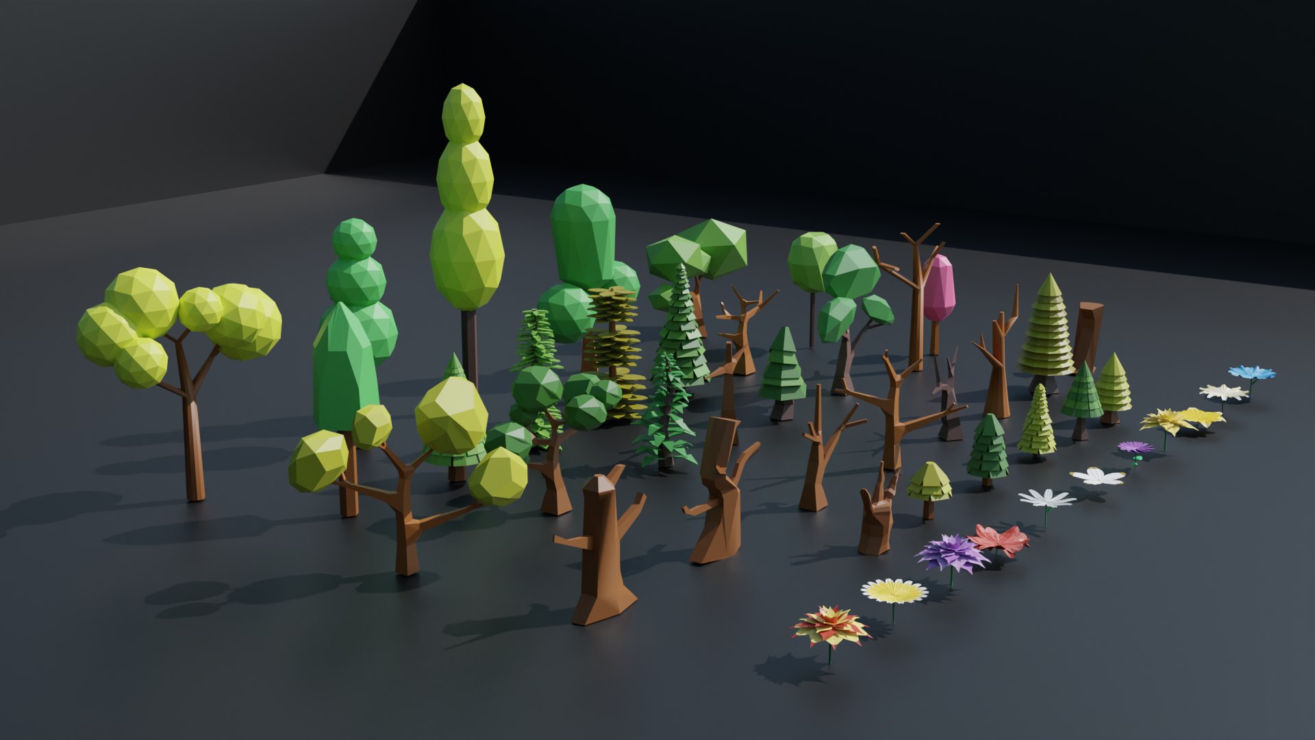 3D LOWPOLY TREES AND FLOWERS 3D Model - TurboSquid 2458361