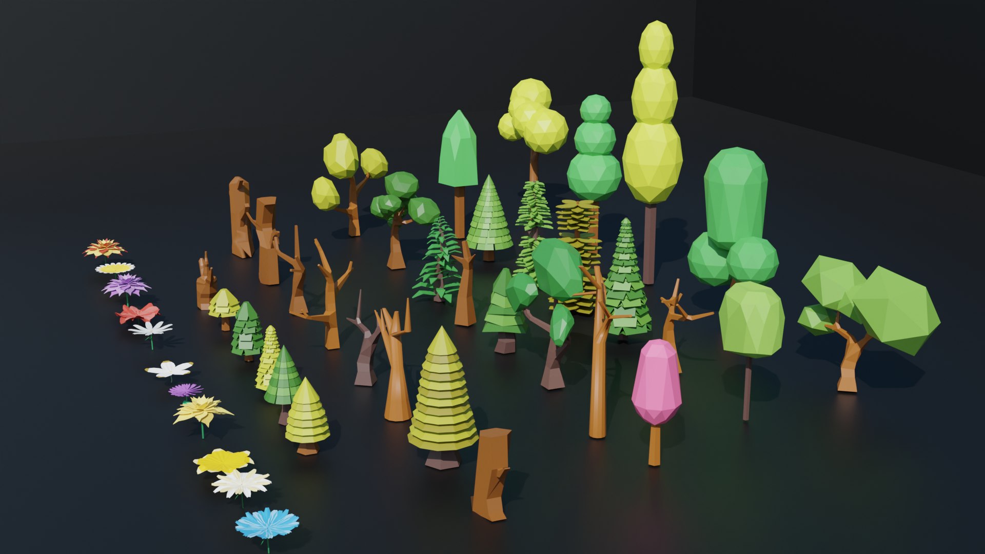 3D LOWPOLY TREES AND FLOWERS 3D Model - TurboSquid 2458361