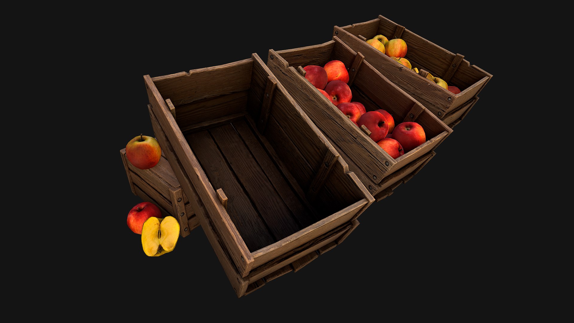 Apples Box Crate Stand model - TurboSquid 1914648
