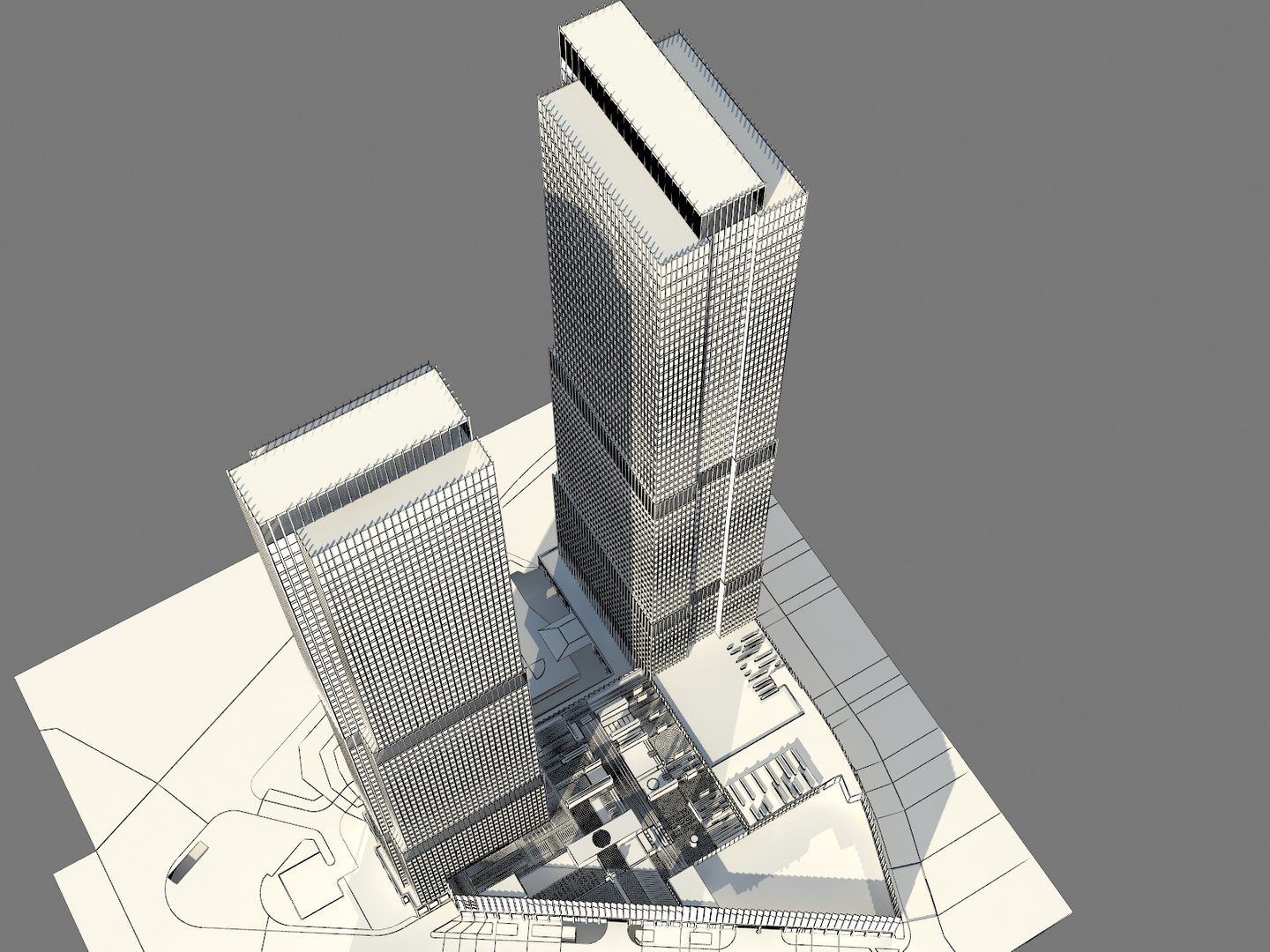 Commercial Modern Double Skyscrapers 3D - TurboSquid 1395583