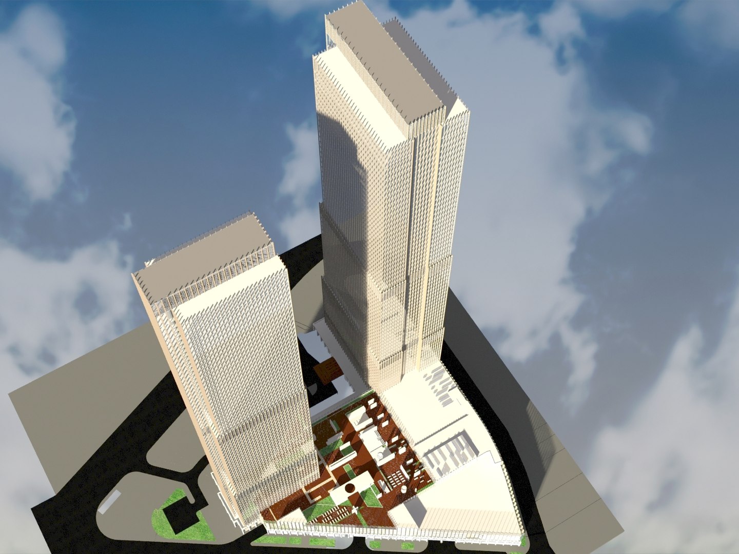 Commercial Modern Double Skyscrapers 3D - TurboSquid 1395583