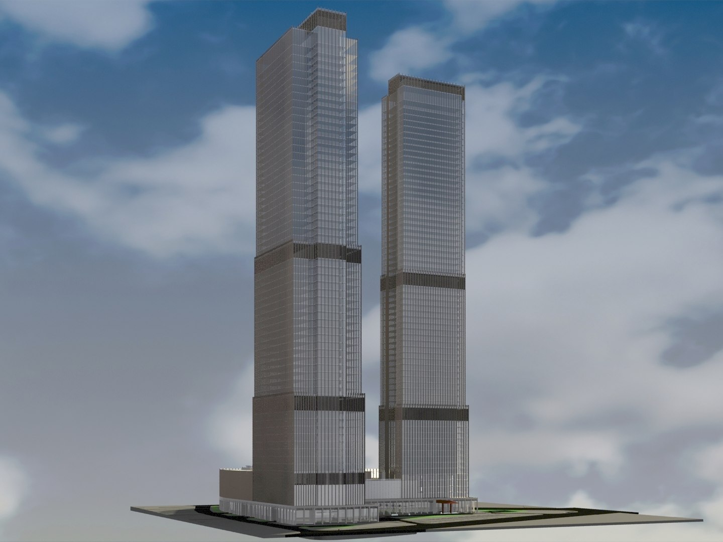 Commercial Modern Double Skyscrapers 3D - TurboSquid 1395583
