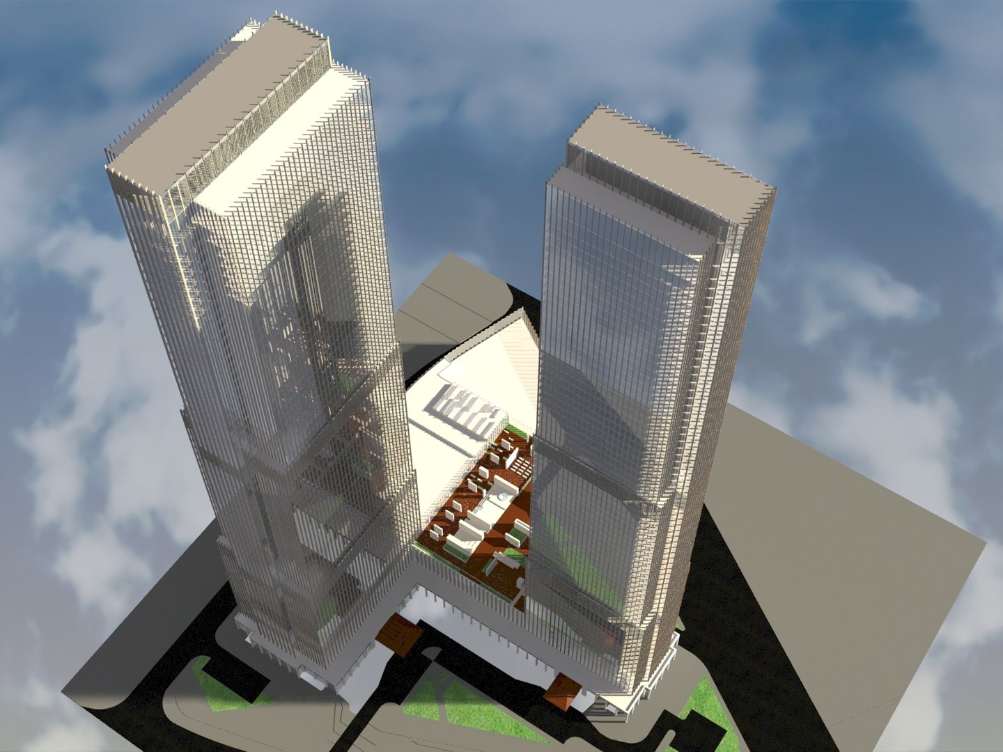 Commercial Modern Double Skyscrapers 3D - TurboSquid 1395583