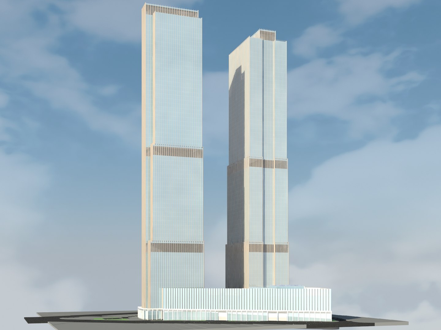 Commercial Modern Double Skyscrapers 3D - TurboSquid 1395583