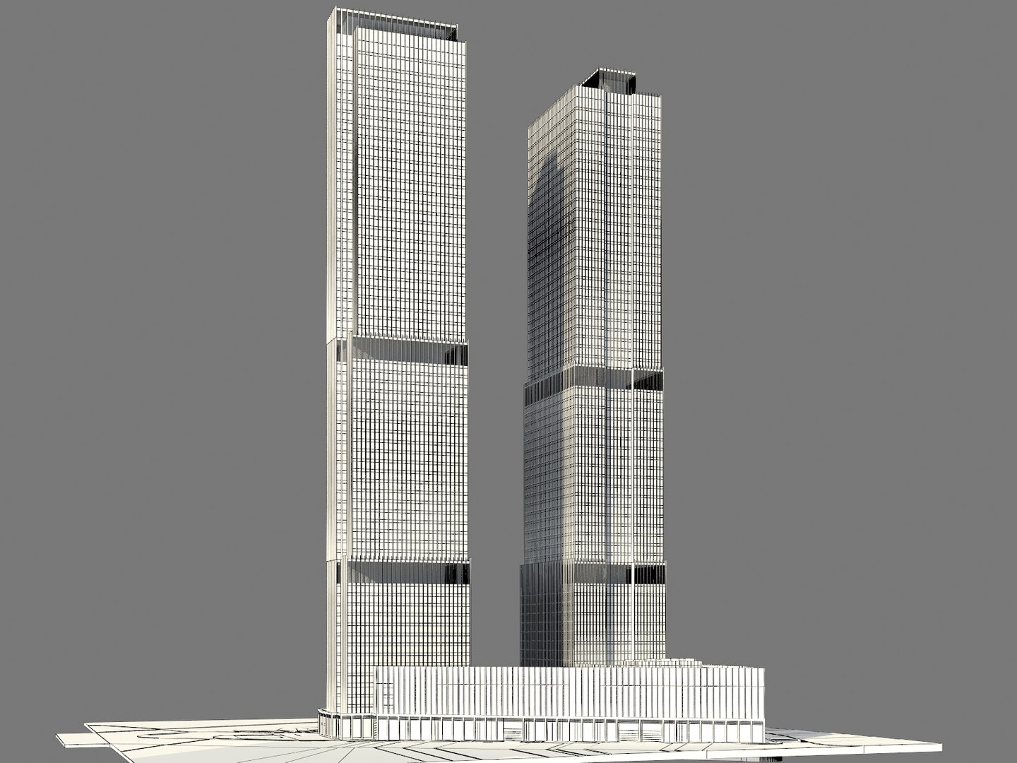 Commercial Modern Double Skyscrapers 3D - TurboSquid 1395583