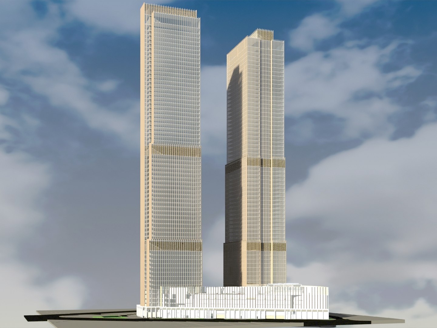 Commercial Modern Double Skyscrapers 3D - TurboSquid 1395583
